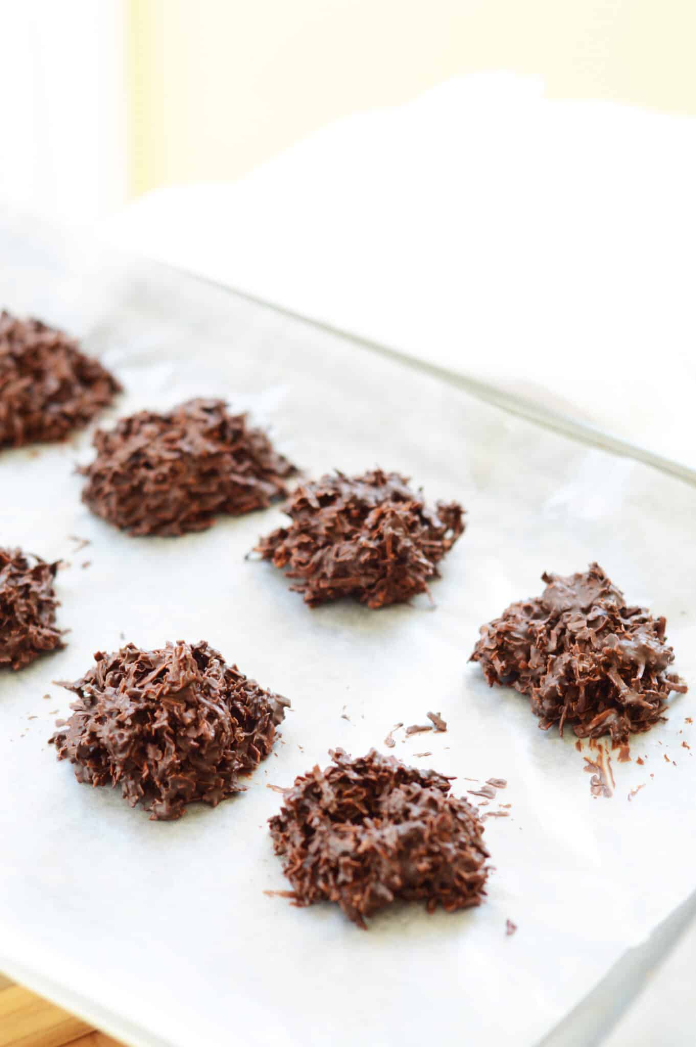 No Bake Dark Chocolate Coconut Keto Haystacks - Everyday Ketogenic