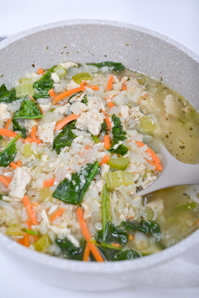 Keto Chicken and Cauliflower Rice Soup Recipe - Everyday Ketogenic