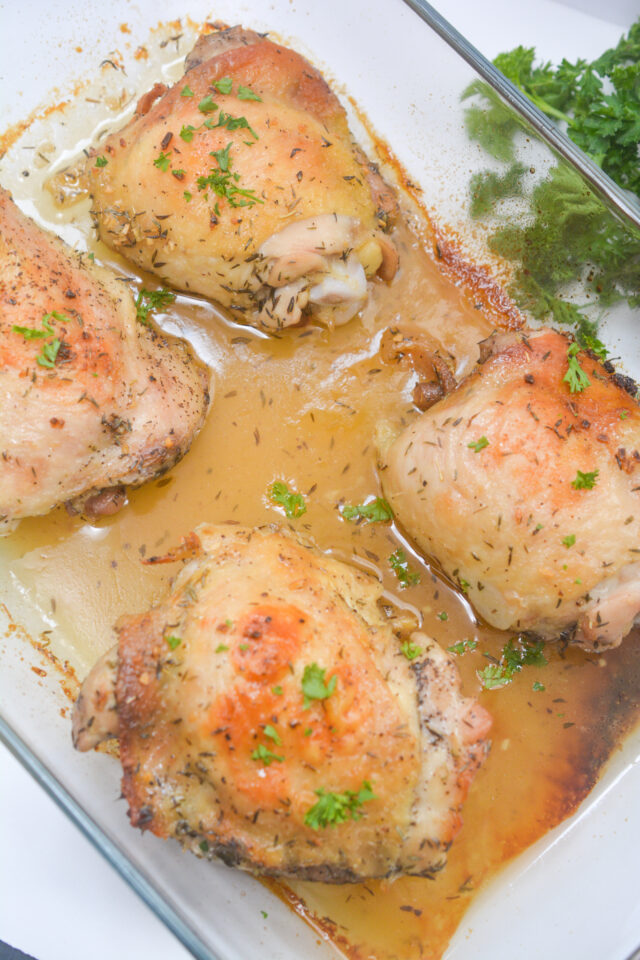 Low Carb Honey Lemon Thyme Baked Chicken Thighs Recipe - Everyday Ketogenic