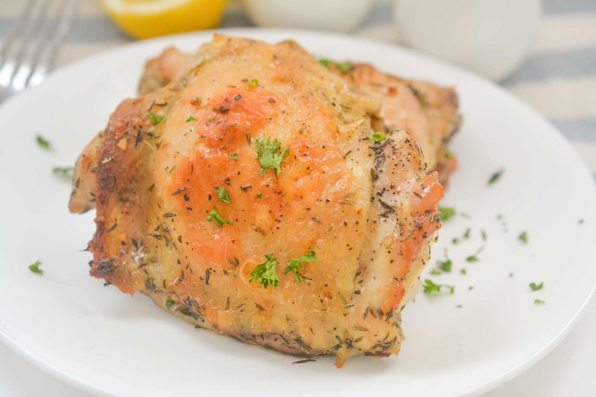 Low Carb Honey Lemon Thyme Baked Chicken Thighs Recipe - Everyday Ketogenic