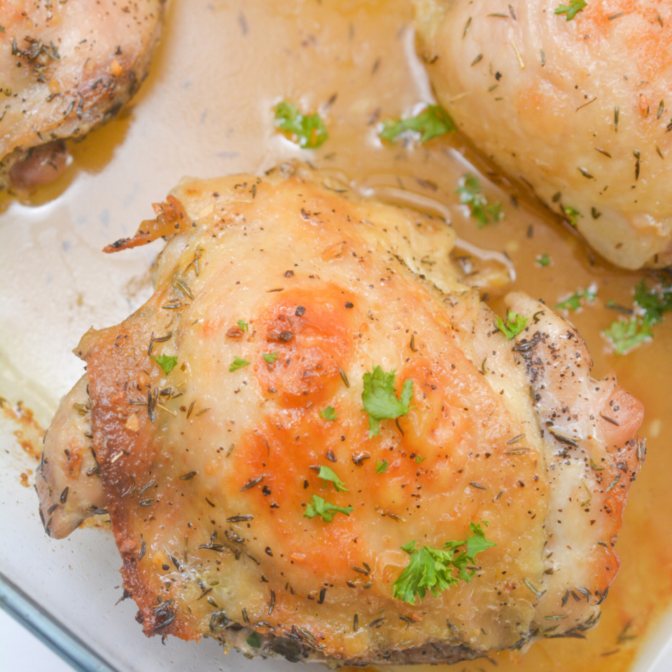 Low Carb Honey Lemon Thyme Baked Chicken Thighs Recipe - Everyday Ketogenic
